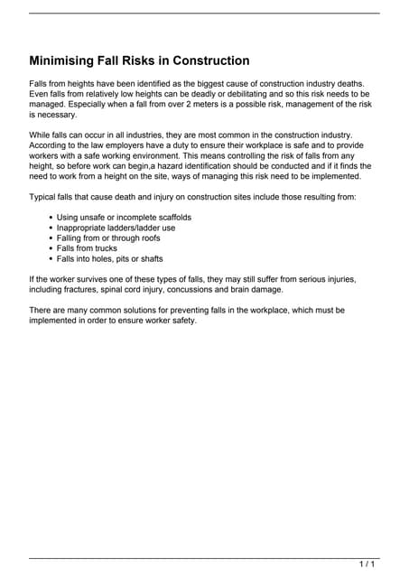 Dangers of Scaffolding in Construction Work | PDF