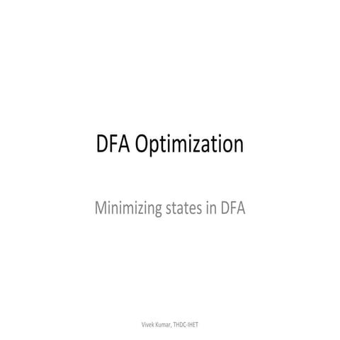 Minimization Of Deterministic Finite Automata Ppt