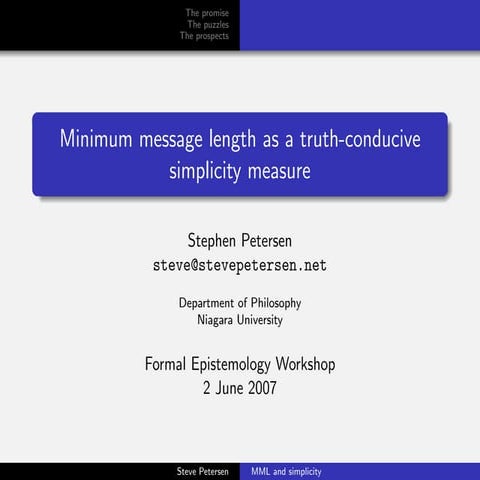 Minimum message length, simplicity, and truth | PDF | Databases | Computer Software and Applications