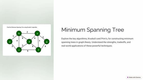 Minimum Spanning Tree in design and analysis | PPT
