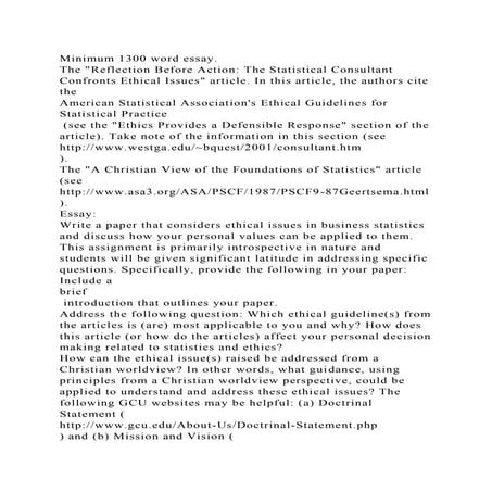 Minimum 1300 word essay. The Reflection Before Action The Statis.docx