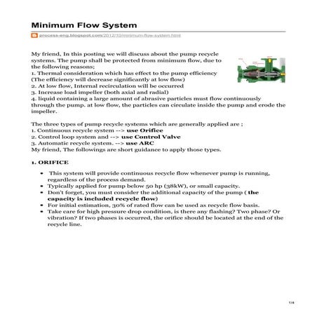 Minimum flow system | PDF