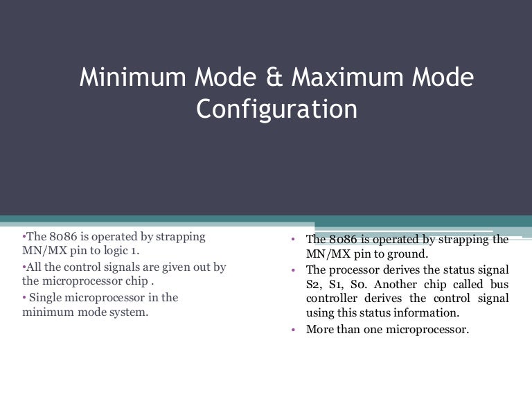 Minimum Mode And Maximum Mode Configuration In 8086
