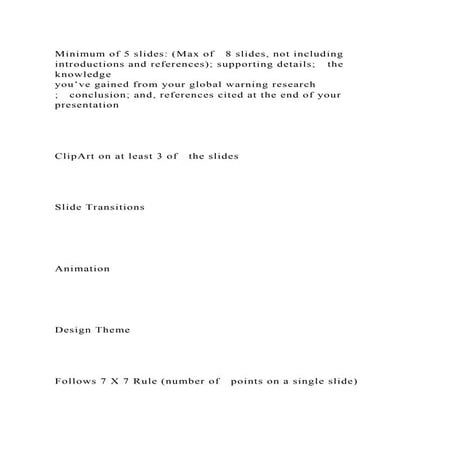 Minimum of 5 slides (Max of 8 slides, not including introductions.docx