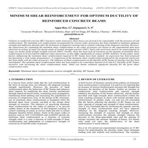 Minimum shear reinforcement for optimum ductility of reinforced concrete beams | PDF