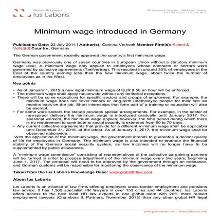Minimum wage introduced in Germany | PDF