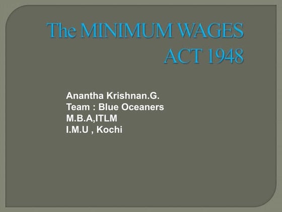 Minimum wages act,1948 | PPT