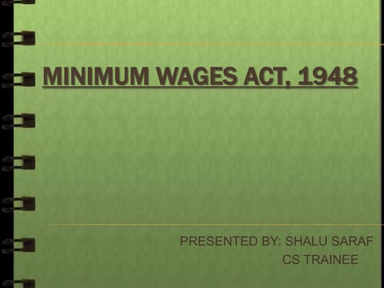 Minimum wages act 1948 | PPT
