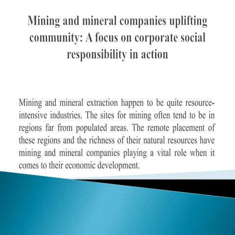 Mining and mineral companies uplifting community | PDF