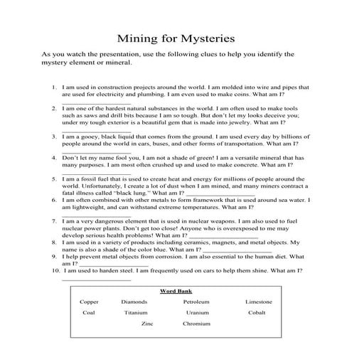 Mining for Mysteries | PDF