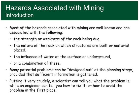 The hazards of mining work | PDF