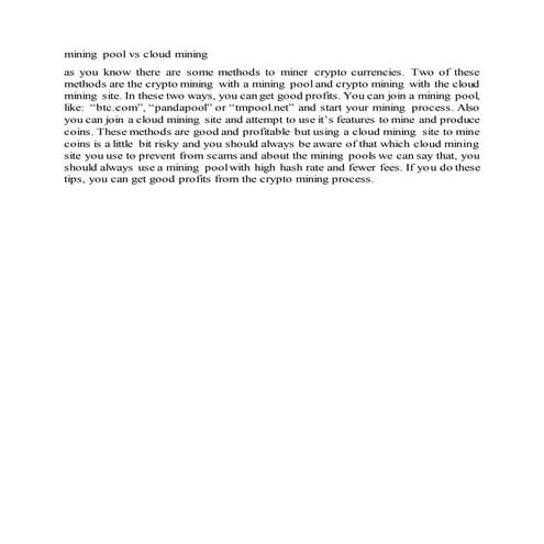 Mining pool vs cloud mining | PDF