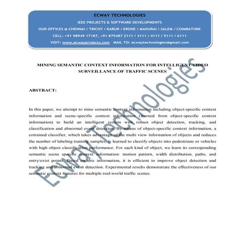 Mining semantic context information for intelligent video surveillance of traffic scenes | PDF
