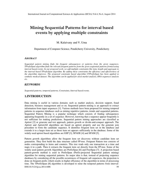 Mining Sequential Patterns For Interval Based Pdf