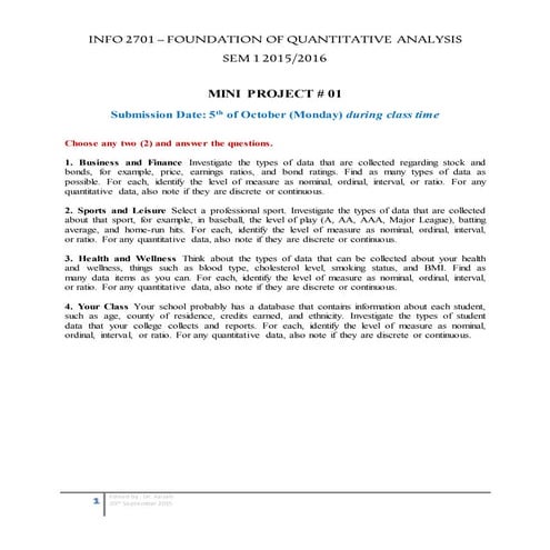 Mini proj 01 | DOCX | Business | Business and Finance