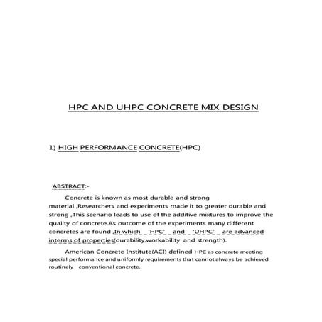 HIGH PERFORMANCE CONCRETE | DOCX