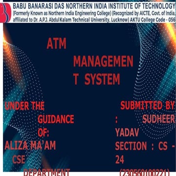 Atm mini project presentation btech cse students | PPTX