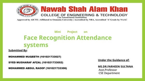 Face recognition attendance system | PPTX