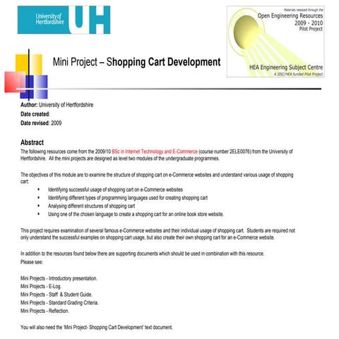 Mini Project- Shopping Cart Development | PPT