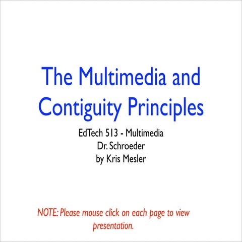 Multimedia & Contiguity Principles - Mesler | PDF