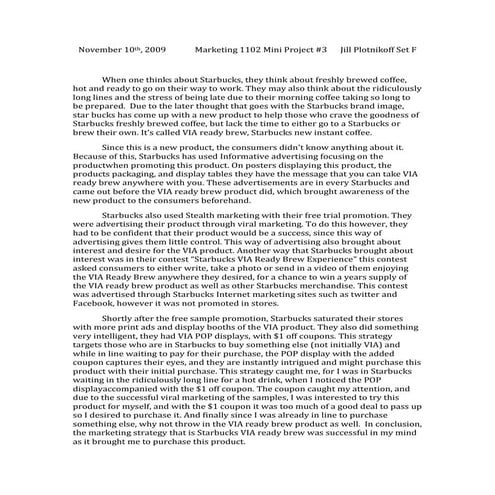 Mini Project#3 Starbucks Via | DOCX