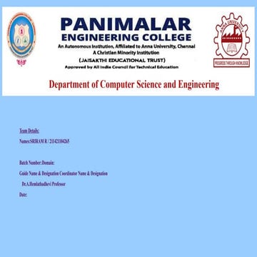 Mini project ppt template for panimalar Engineering college | PPTX