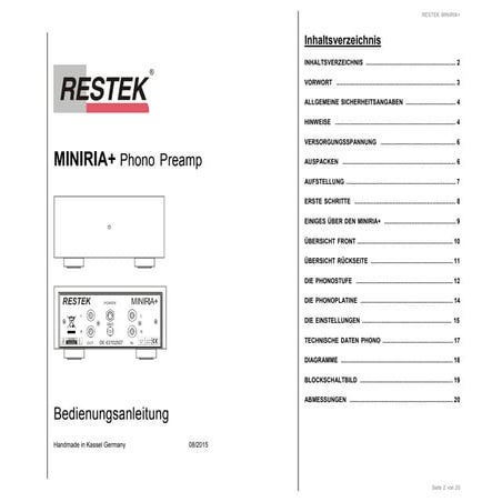 Bedienungshandbuch RESTEK MINIRIA+ | PPT