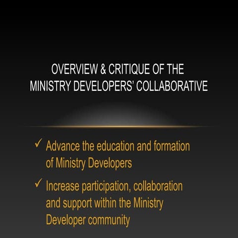 Ministry Developers Collaborative Critique | PPT