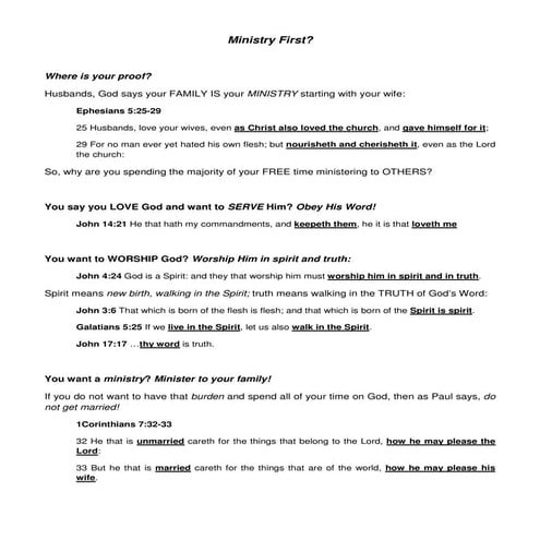 Ministry First? | PDF