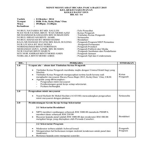 Minit mesyuarat bil.3 | PDF