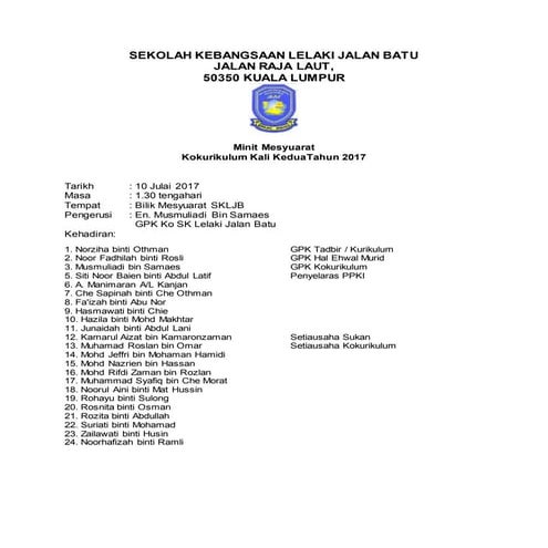 Minit mesyuarat koko kali 2 | DOCX