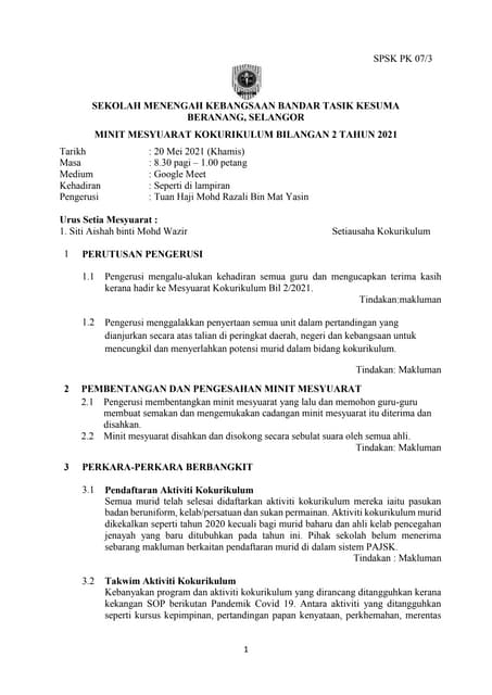 Kertas kerja persatuan rbt | DOC