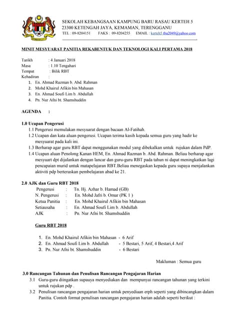 MINIT MESYUARAT PANITIA PENDIDIKAN SENI VISUAL KALI 1.docx