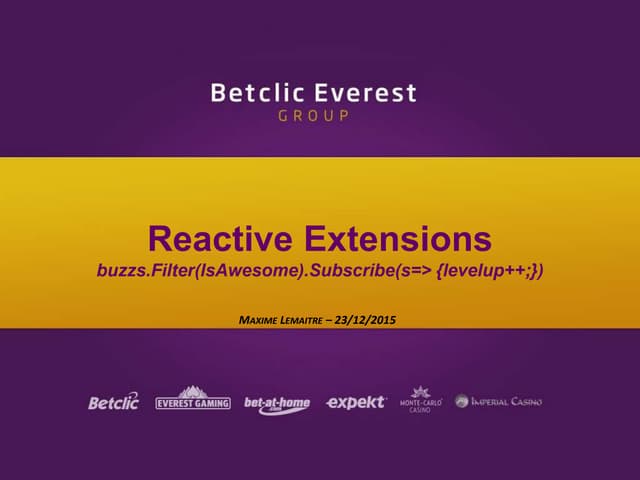 Mini training - Reactive Extensions (Rx) | PPT Mini training - Reactive Extensions (Rx) | PPT