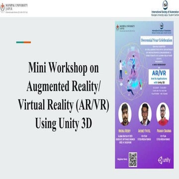Mini workshop on ar vr using unity3 d | PPT
