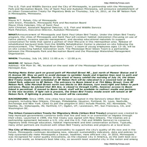 Minneapolis and Saint Paul Join U.S. Fish and Wildlife Service to ...