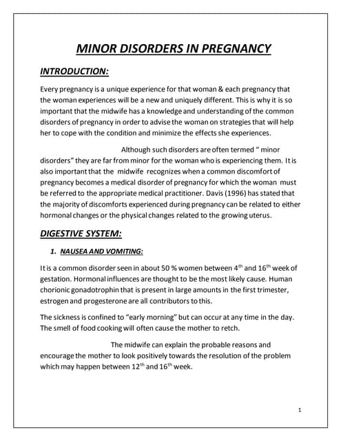 Minor disorders of pregnancy | PPTX | Pregnancy | Reproductive Health