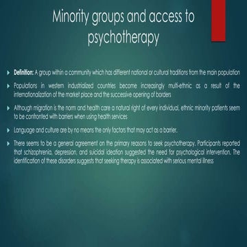 Minority groups and access to psychotherapy | PPT