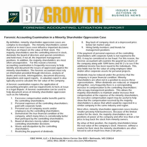 Forensic Accounting Examination in a Minority Shareholder Oppression ...