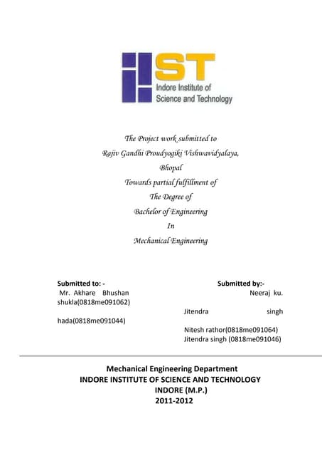 Final Year Project Report Sample for Engineers - IIT and State ...