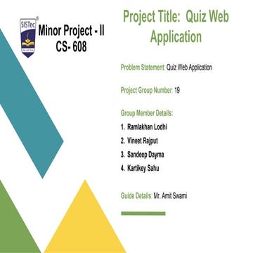 minor project 1 about quiz web applcation | PPTX