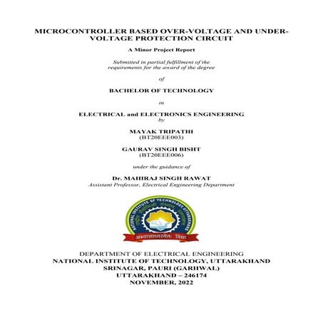 Microcontroller based over voltage and under voltage protection circuit | PDF