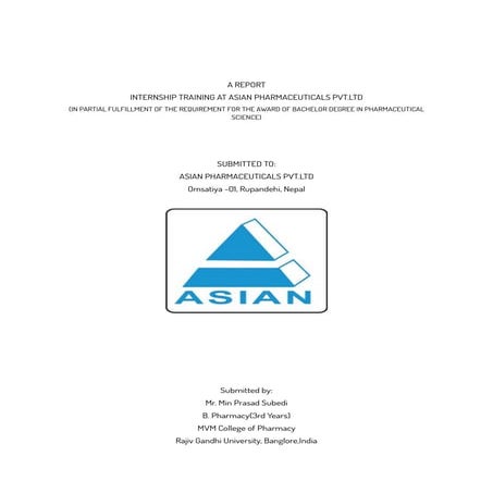 How to write Industrial report for pharmacy students | DOCX
