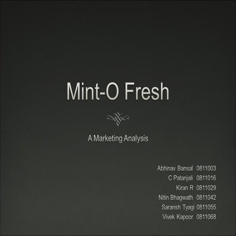 ITC Mint-O Marketing and Business development analysis | PPT