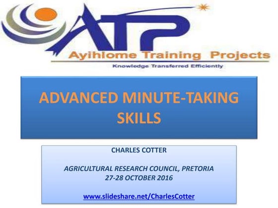Essential Meeting Skills - Chair & Minute Taking.ppt