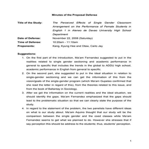 Minutes Of The Proposal Defense | DOC