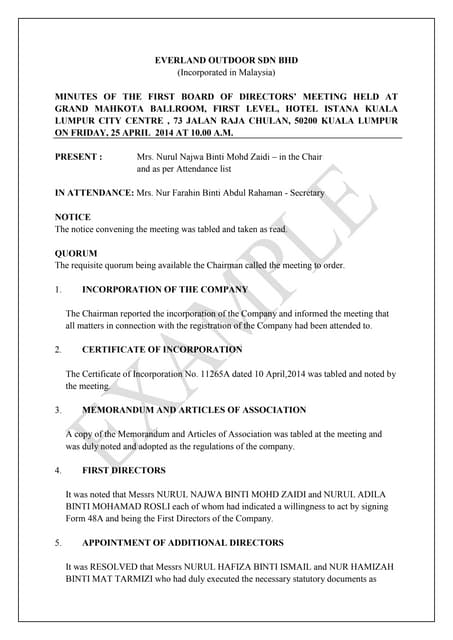 Note and format on circular resolution under the companies act 2013 ...