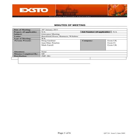 Minutes of internal grievance meeting | DOC