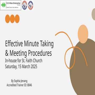 Minute Taking and Meeting Procedures for Beginners | PPTX