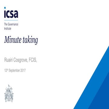ICSA Irish Region the Minuting of Meetings event, 12 September 2017 | PPT